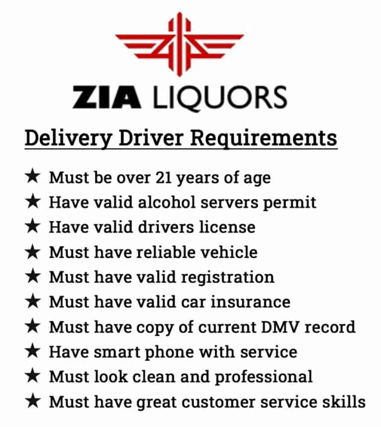 Become a Delivery Driver - Zia Liquors